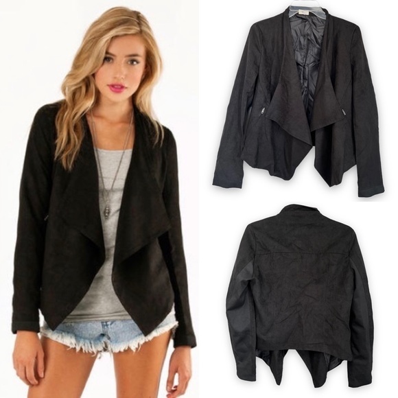 Tobi | Jackets & Coats | Nwot Tobi Zac Draped Black Suede Blazer Jacket ...